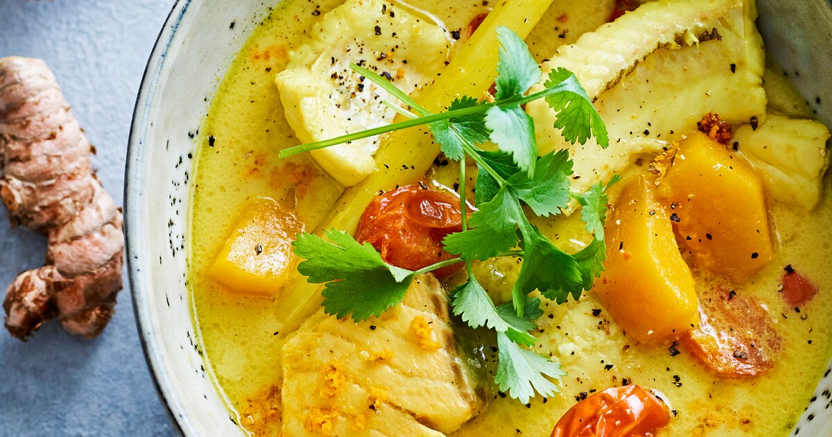 Recept: gele viscurry met pompoen & tomaat | Margriet